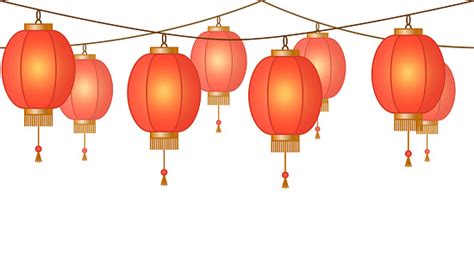 중국어 랜 턴 체인 화 환 장식 벡터 일러스트 레이 션에 대 한 배경 요정 바닥글 조명과 배너 없이 붉은 아시아 전통적인 종이 램프 0명에 대한 스톡 벡터 아트 및 기타