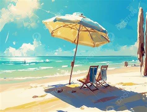 파라솔 데크 의자 여름 해변 수평선 수채화 배경 해안 수채화 여름날 배경 일러스트 및 사진 무료 다운로드 Pngtree