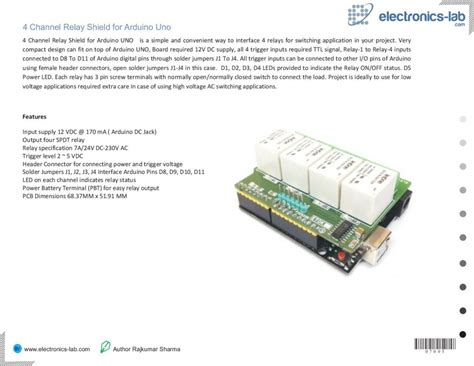 Channel Relay Shield For Arduino Uno Electronics Lab
