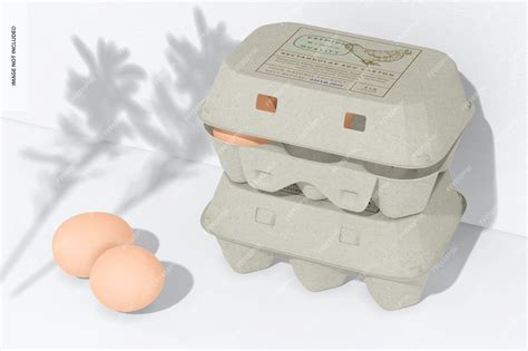 6개의 모형을 위한 직사각형 계란 상자 쌓기 프리미엄 Psd 파일