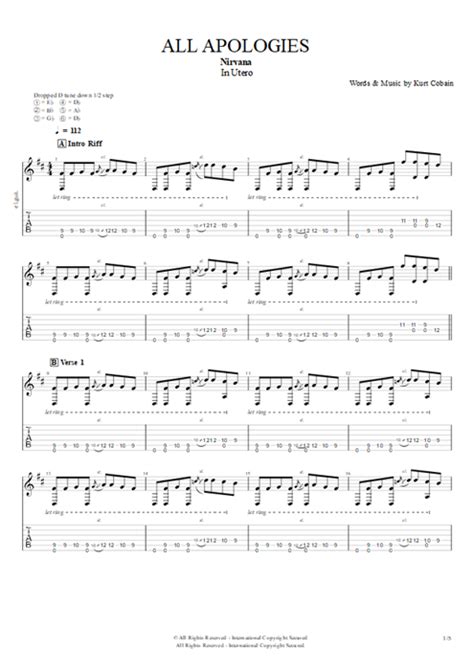 All Apologies Tab By Nirvana Guitar Pro Guitar Bass And Backing Track Mysongbook