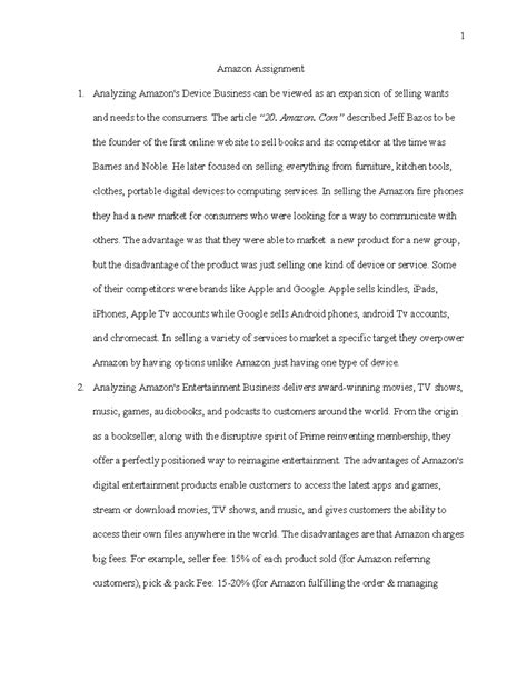 Amazon Assignment 1 Amazon Assignment Analyzing Amazons Device Business Can Be Viewed As An