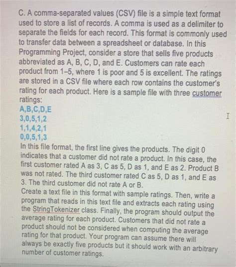 Solved I C A Comma Separated Values Csv File Is A Simple