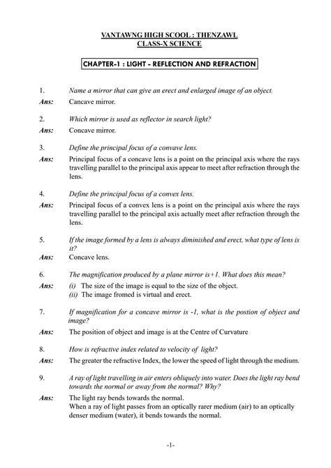 SOLUTION Notes On Light Reflection Refraction Important Formulas Studypool