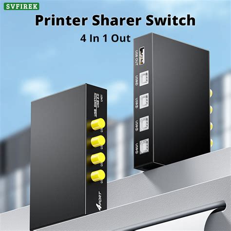 Port Push Button USB Printer Sharing Switch Plug In Out USB Print Sharer Printer