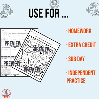 Adding And Subtracting Fractions Color By Number Coloring Worksheets