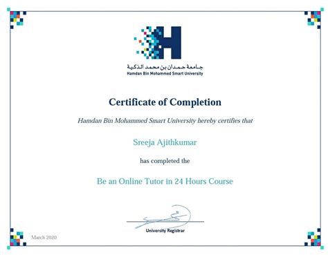Sreeja Ajithkumar On Linkedin Be An Online Tutor Completion Certificate