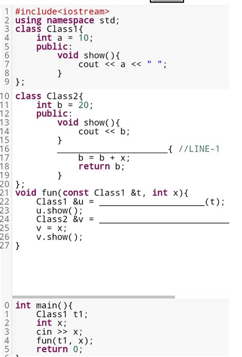 Include Using Namespace Std Class Class1 Int Studyx