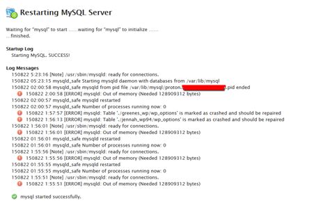 cpanel mariadb mysql errors table and server crashes whm server