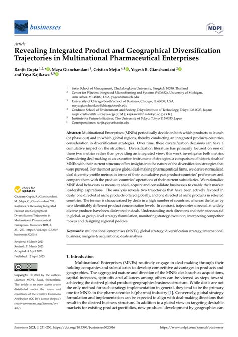 Pdf Revealing Integrated Product And Geographical Diversification