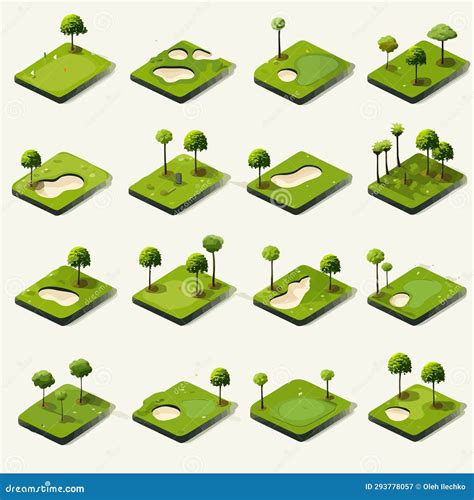Golf Course Set Isometric Vector Flat Isolated Illustration Stock Vector - Illustration of ...