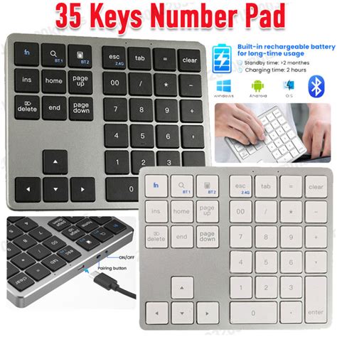35 Keys Numeric Keyboard Rechargeable Dual Bluetooth Wireless Number Keypad Mini External Numpad
