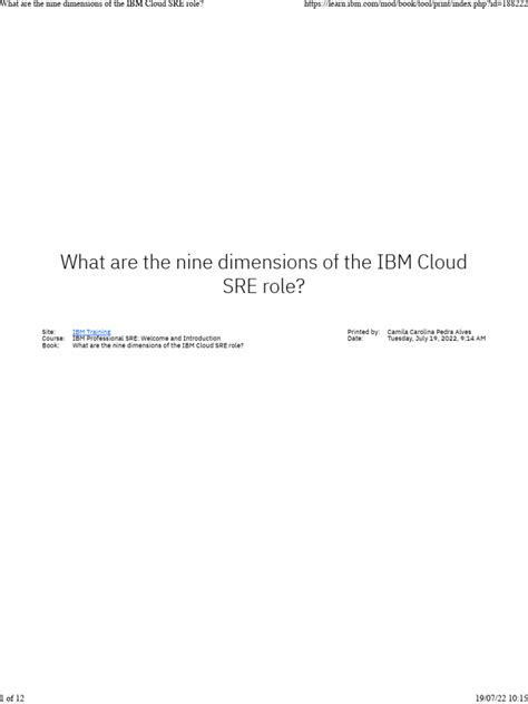 What Are The Nine Dimensions Of The Ibm Cloud Sre Role Pdf Cloud Computing Computer Security