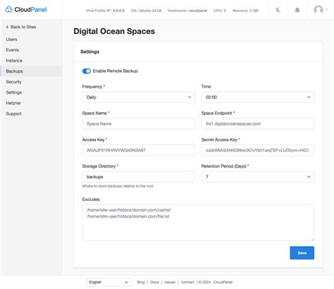 Remote Backups Cloudpanel Documentation