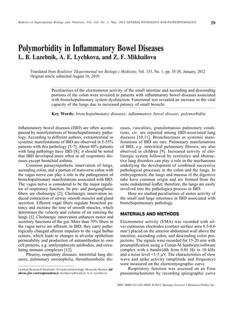 Pdf Polymorbidity In Inflammatory Bowel Diseases