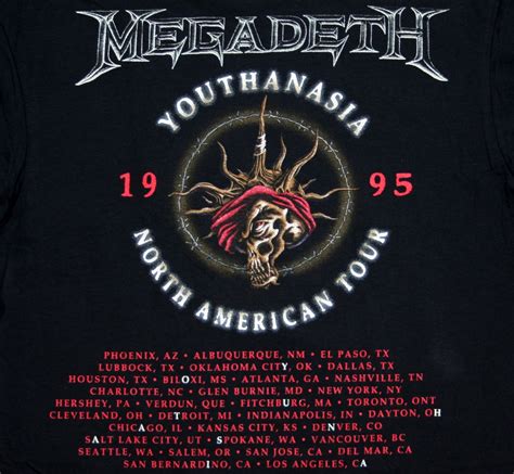 Megadeth Youthanasia North American Tour Tee Black Music M