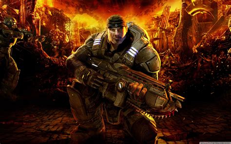 Download Gears Of War 1 With Gun Wallpaper