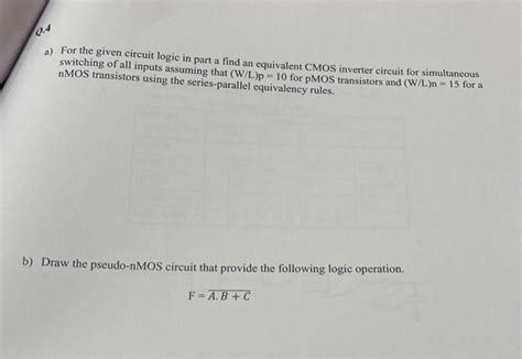 A For The Given Circuit Logic In Part A Find An Chegg