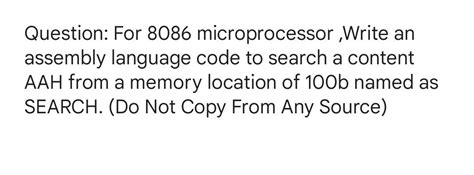 Solved Question For 8086 Microprocessor Write An Assembly