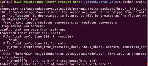 when run train py indexerror index 27 is out of bounds for axis 1 with