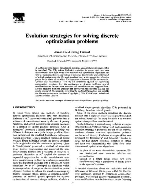 evolution strategies for solving discrete optimization problems