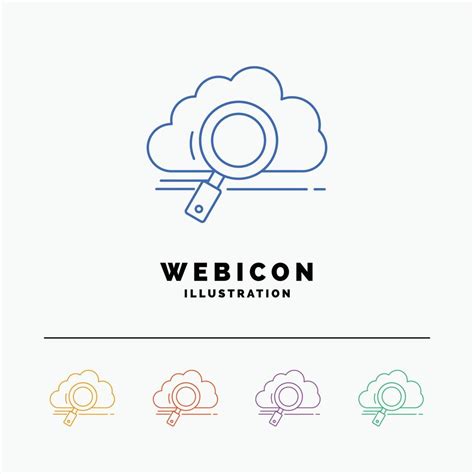 Cloud Search Storage Technology Computing 5 Color Line Web Icon