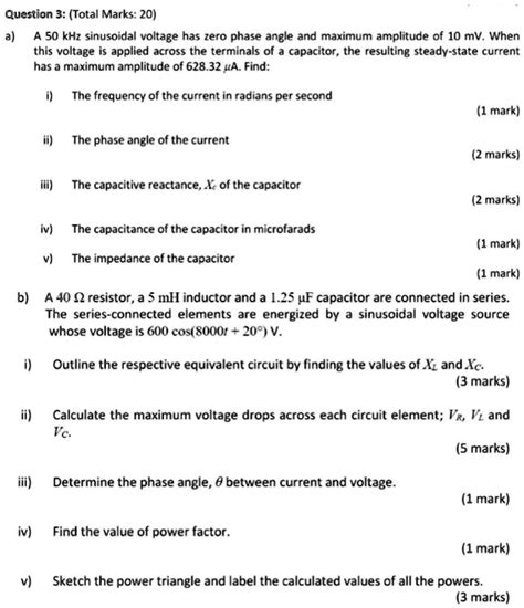 Solved Question 3total Marks20 A A 50 Khz Sinusoidal Voltage Has