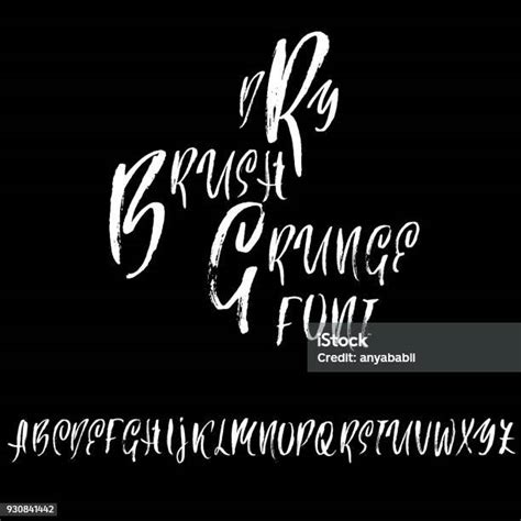 Handdrawn 드라이 브러쉬 폰트입니다 현대 브러쉬 레터링입니다 그런 지 스타일 알파벳입니다 벡터 일러스트입니다 0명에 대한 스톡 벡터 아트 및 기타 이미지 Istock