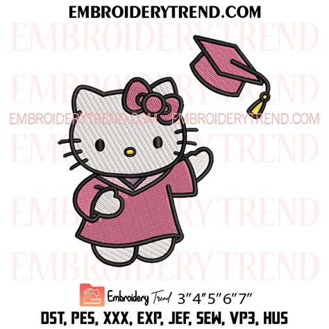 Hello Kitty Graduation Cap Embroidery Cute Sanrio Design