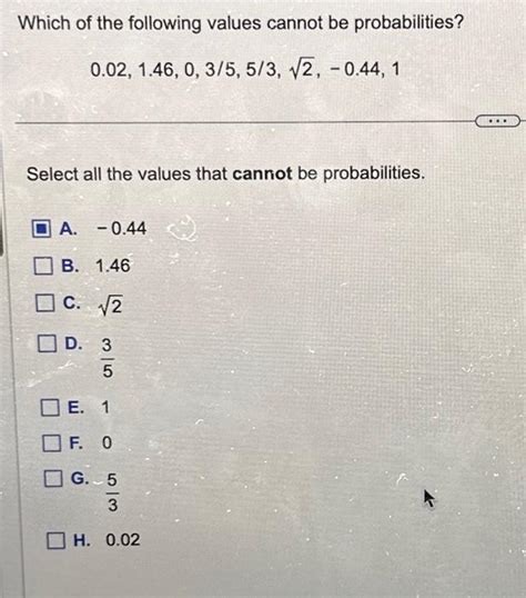 Solved Which Of The Following Values Cannot Be