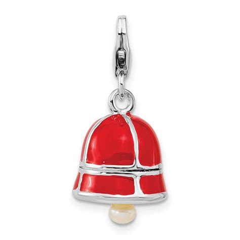 Sterling Silver Ss Rh Fw Cultured Pearl Red Enamel Bell Wlobster Clas