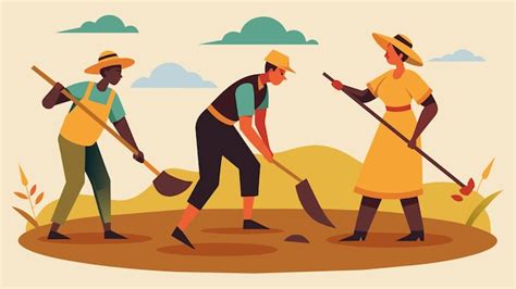 Premium Vector Laborers Using Traditional Tools Such As Scythes And