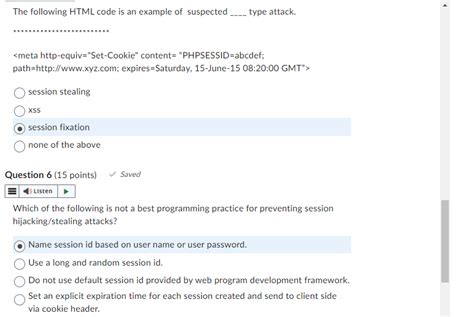 Solved The Following HTML Code Is An Example Of Suspected Chegg Com