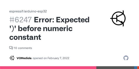 Error Expected Before Numeric Constant Issue Espressif Arduino Esp Github