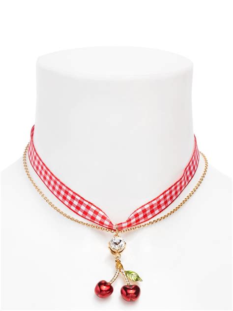 Miu Miu Fruit Crystal Gold Plated Necklace In Red ModeSens Miu Miu Gold Plated Necklace