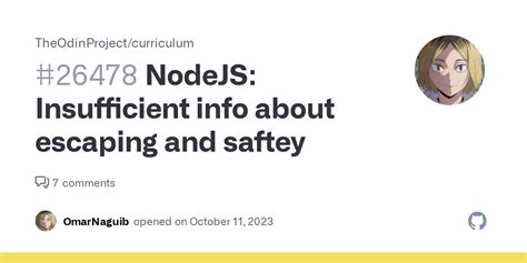 Nodejs Insufficient Info About Escaping And Saftey · Issue 26478 · Theodinprojectcurriculum