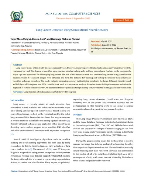 Pdf Lung Cancer Detection Using Convolutional Neural Network