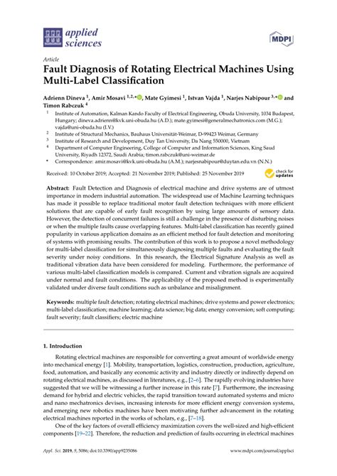 Pdf Fault Diagnosis Of Rotating Electrical Machines Using Multi Label