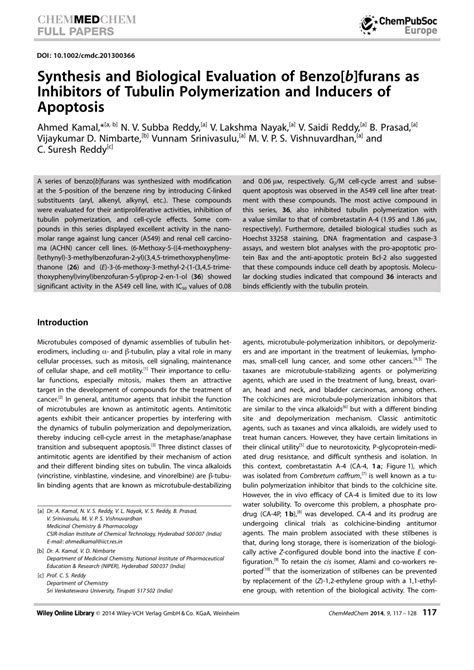 Pdf Cheminform Abstract Synthesis And Biological Evaluation Of Benzo B Furans As Inhibitors