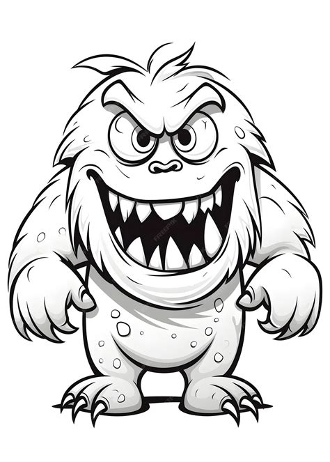 몬스터 컬러링 페이지 몬스터 캐릭터 라인 아트 컬러링페이지 괴물 아웃라인 드로잉 컬러링 피지 몬스터 콜러링 북 Ai 생성 프리미엄 사진