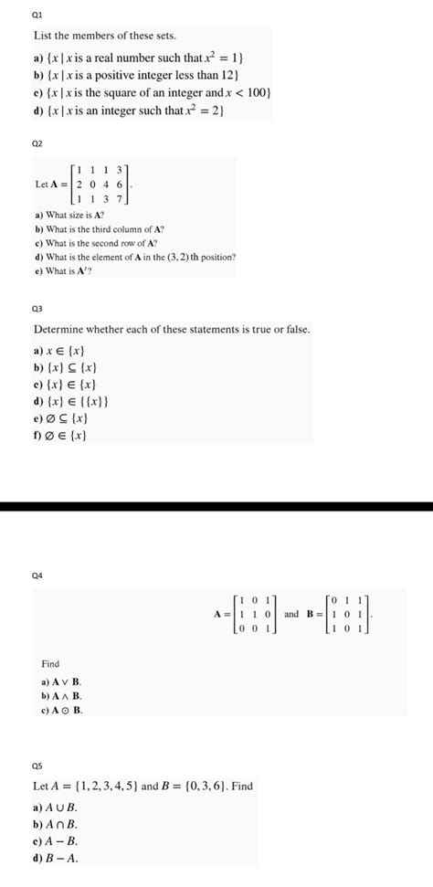 solved q1 list the members of these sets a {x∣x is a real