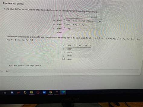 solved problem 8 7 points in the table below we display