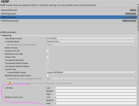 lod bias and max lod in hdrp don t have useful quality based values