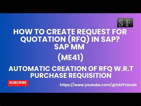 ME41 How To Create Request For Quotation RFQ From Vendors Wrt Purchase