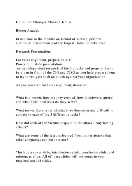 Unlimited Attempts Alloweddetailsbotnet Attacksin Addition T Docx