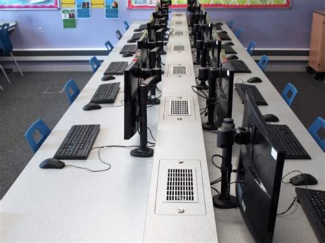 computer lab tables with cable management at lester watkins blog
