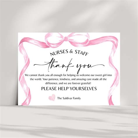 Labor And Delivery Nurse Thank You Card Hospital Staff Appreciation