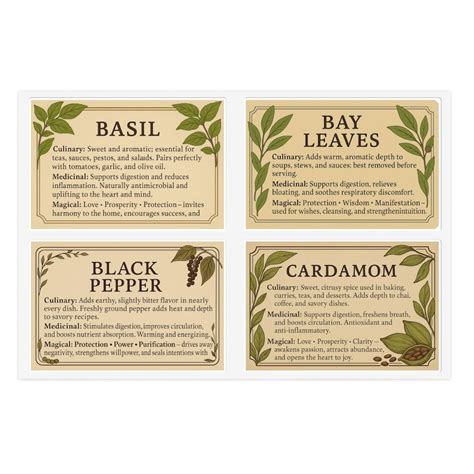 39 Vintage Apothecary Herb And Spice Labels Botanical Kitchen Stickers