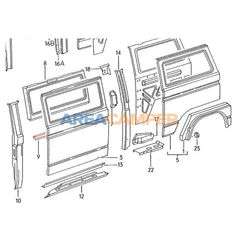 Interior Horizontal Reinforcement Between Left Side Pillar B And C Vw T3 Lhd 1979 1992 Interior Horizontal Reinforcement Between Left Side Pillar B And C Vw T3 Lhd 1979 1992