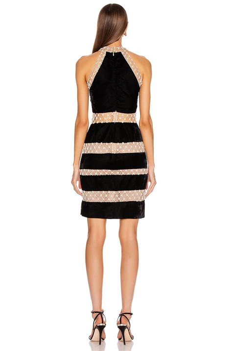Patbo Pearl And Velvet Mini Dress In Black Fwrd